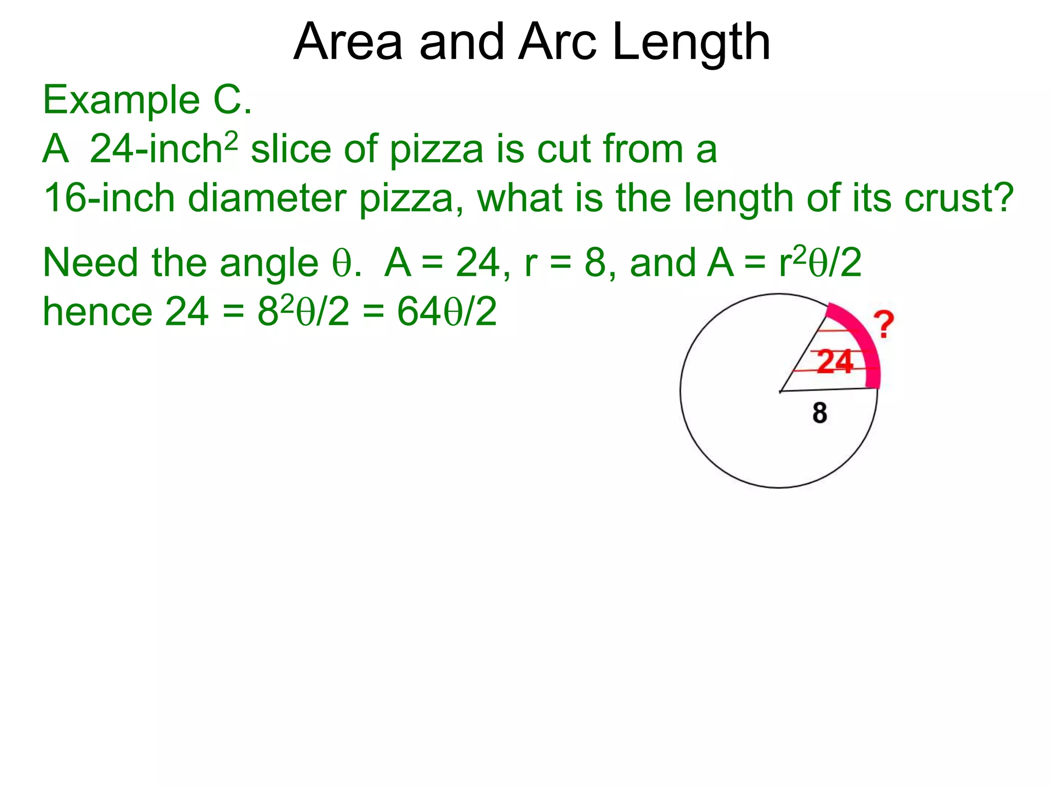 8 radian arc length and area formulas | PPTX