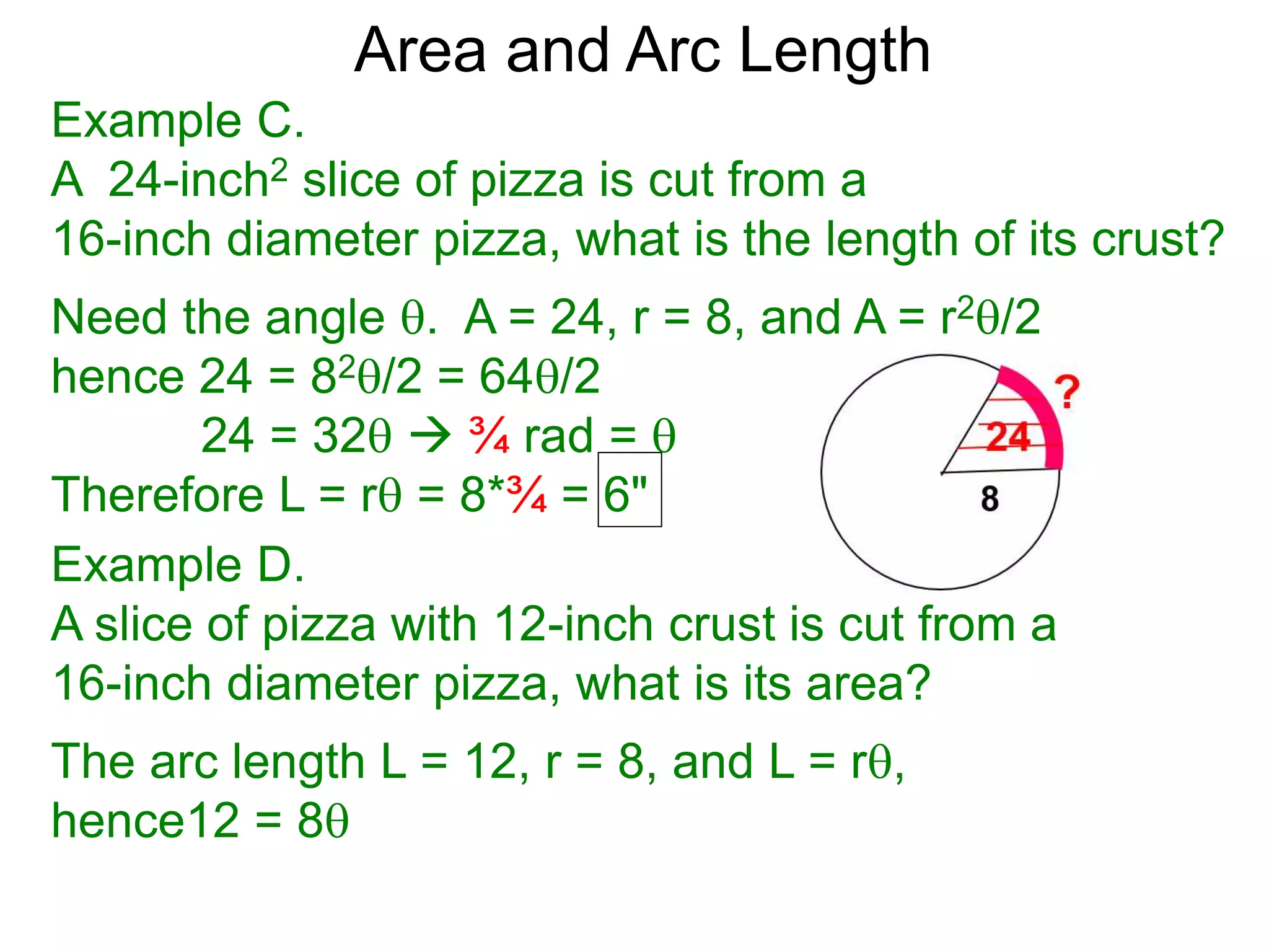 8 radian arc length and area formulas | PPTX | Geography | Science