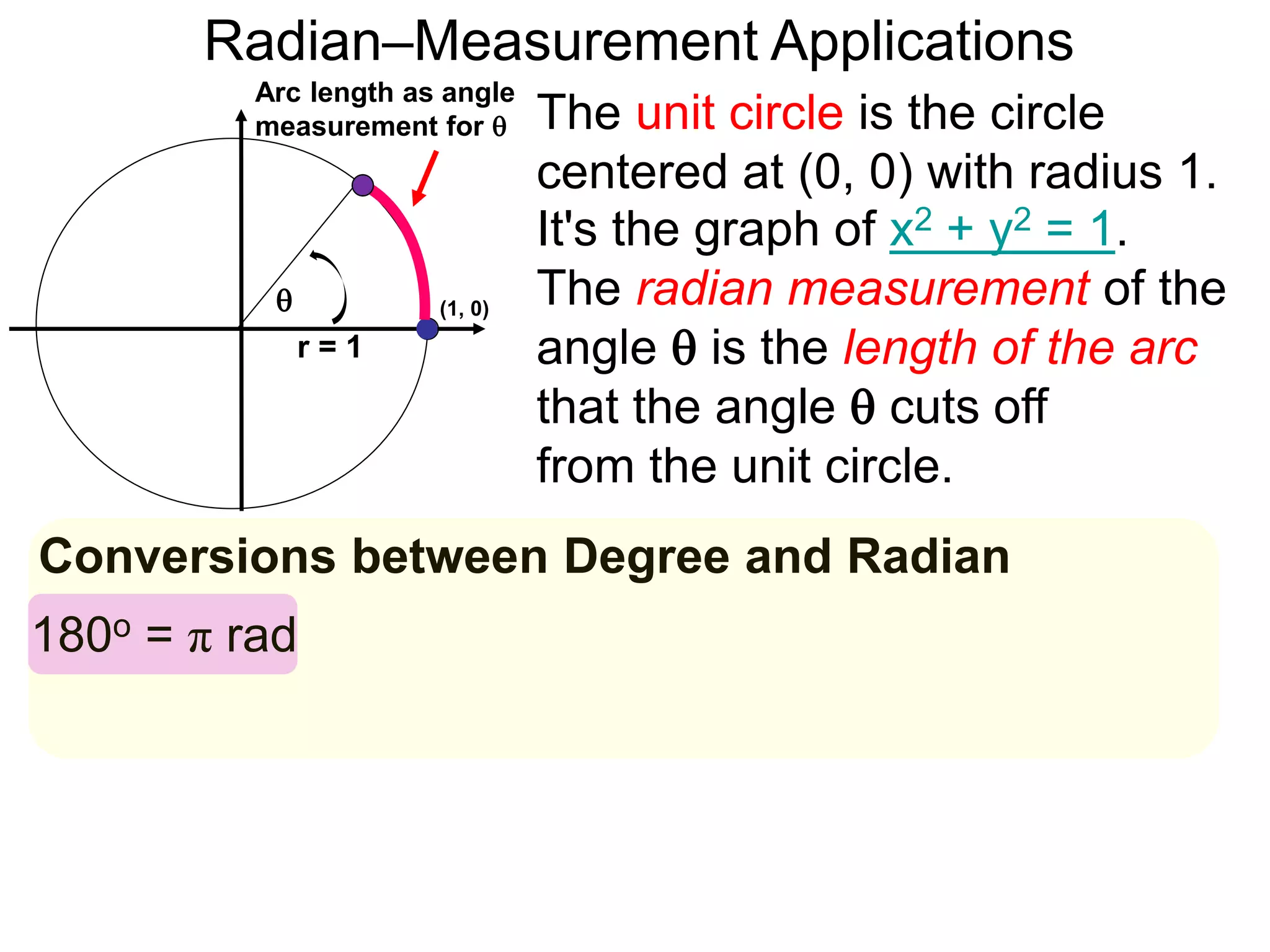 8 radian arc length and area formulas | PPTX