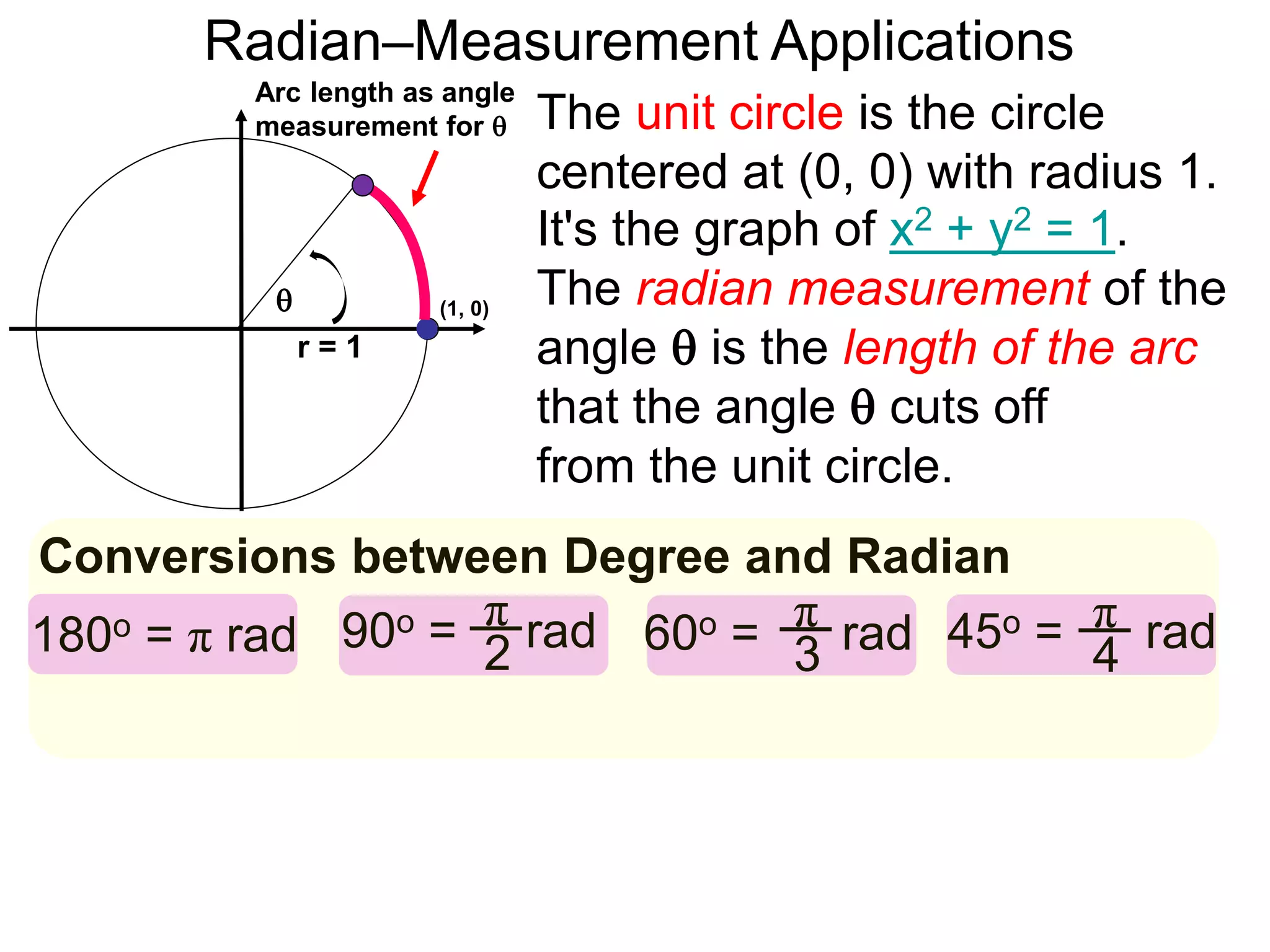 8 radian arc length and area formulas | PPTX