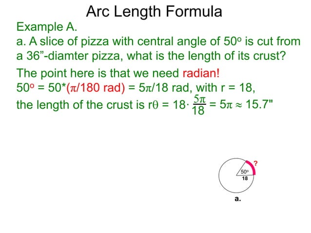 8 radian arc length and area formulas | PPTX | Geography | Science
