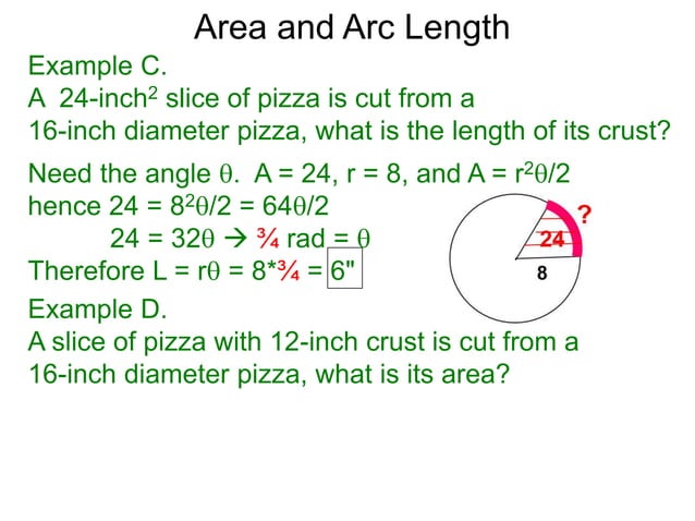 8 radian arc length and area formulas | PPTX | Geography | Science