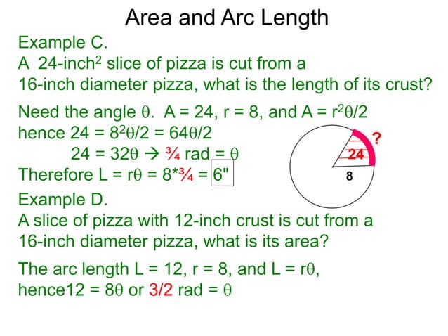 8 radian arc length and area formulas | PPTX | Geography | Science