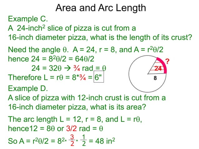 8 radian arc length and area formulas | PPTX | Geography | Science