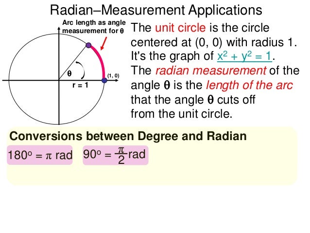 8 radian arc length and area formulas