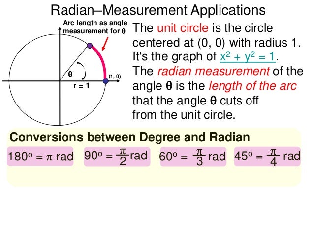 8 radian arc length and area formulas