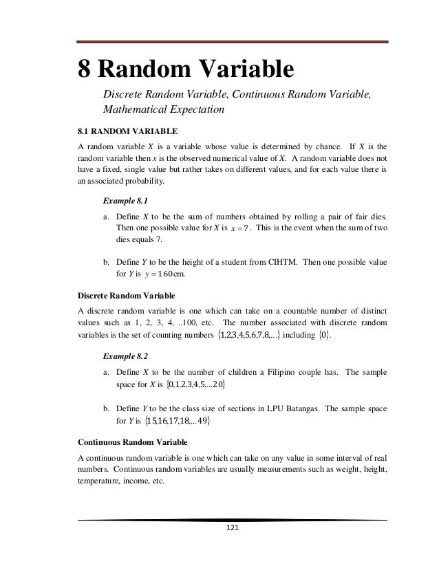8 random variable