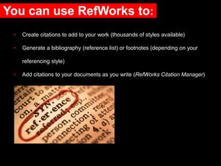 RefWorks 8: RefWorks and Academic Writing | PPT