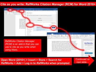 RefWorks 8: RefWorks and Academic Writing | PPT