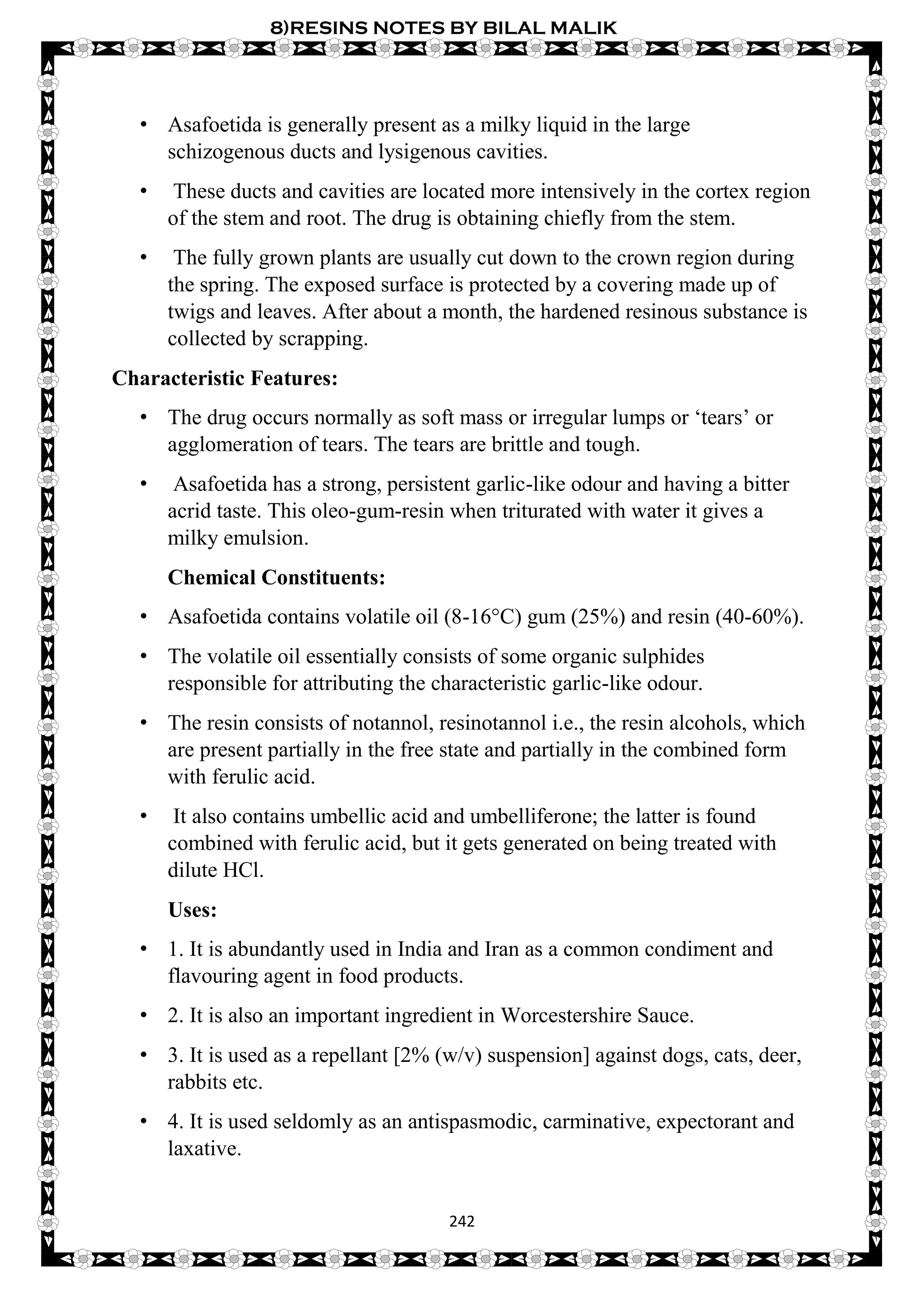 8 resins pharmacognosy notess | PDF