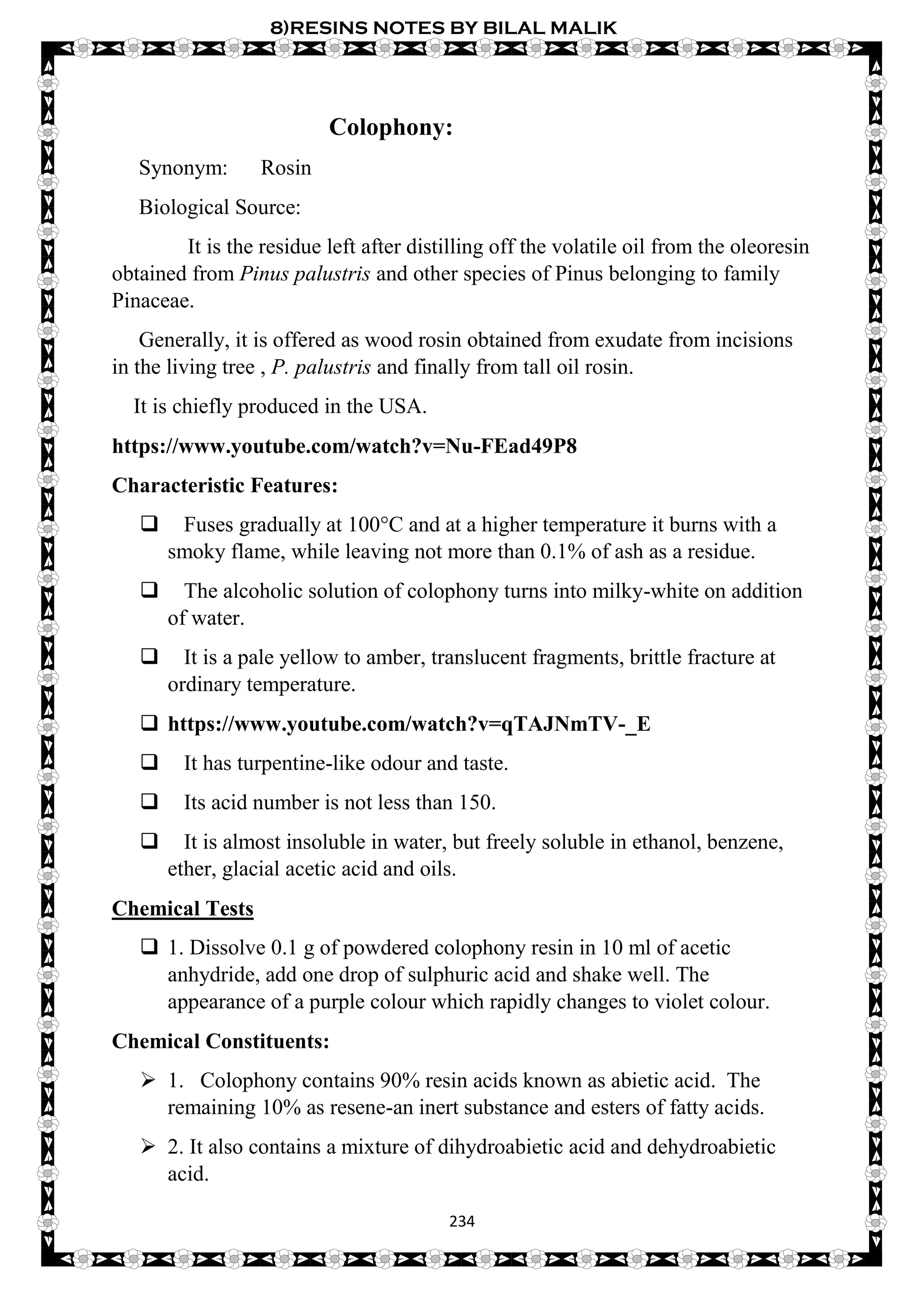 8 resins pharmacognosy notess | PDF
