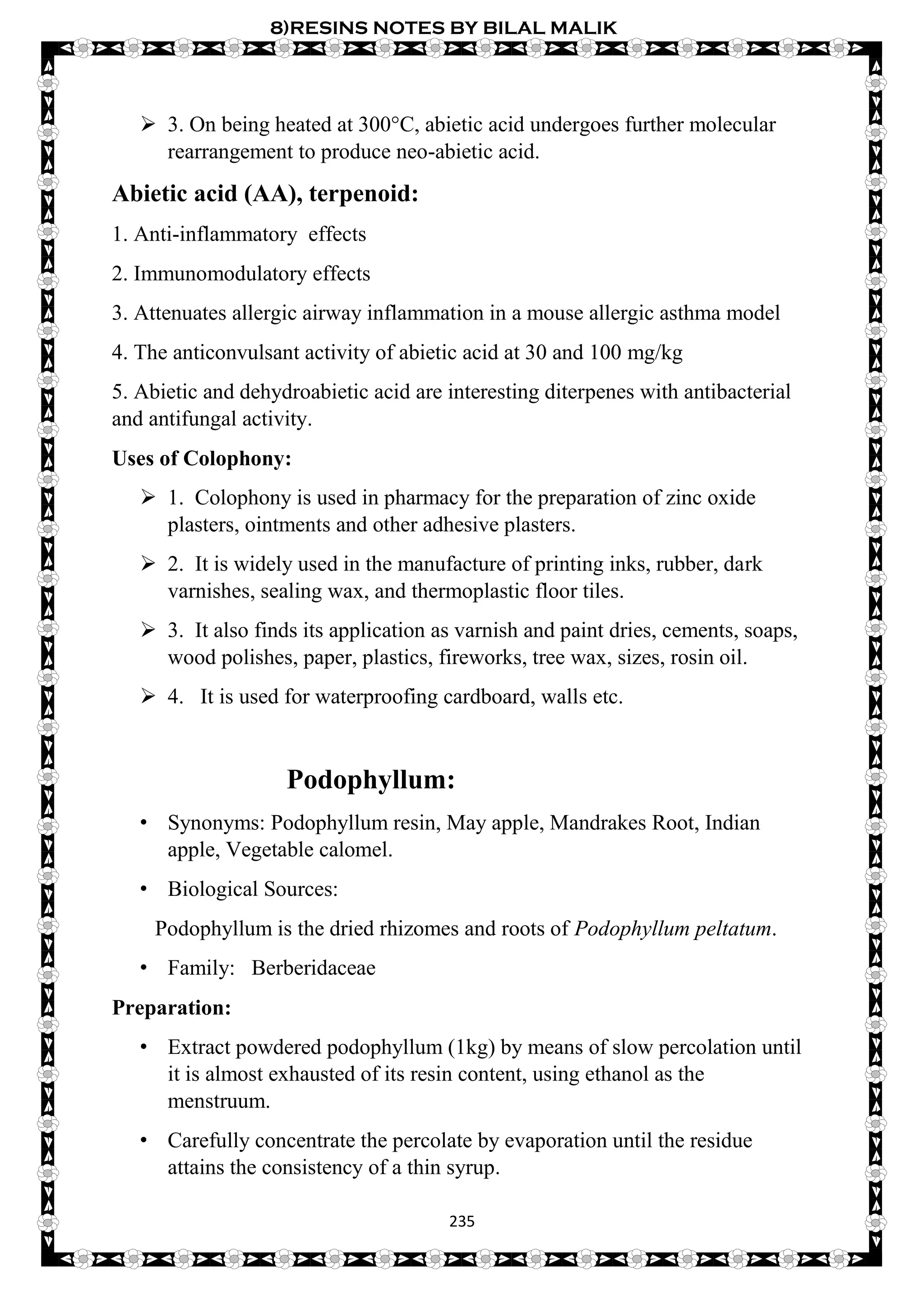 8 resins pharmacognosy notess | PDF