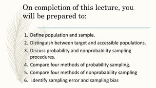 Sampling Nursing Study Guide and Questions | PDF