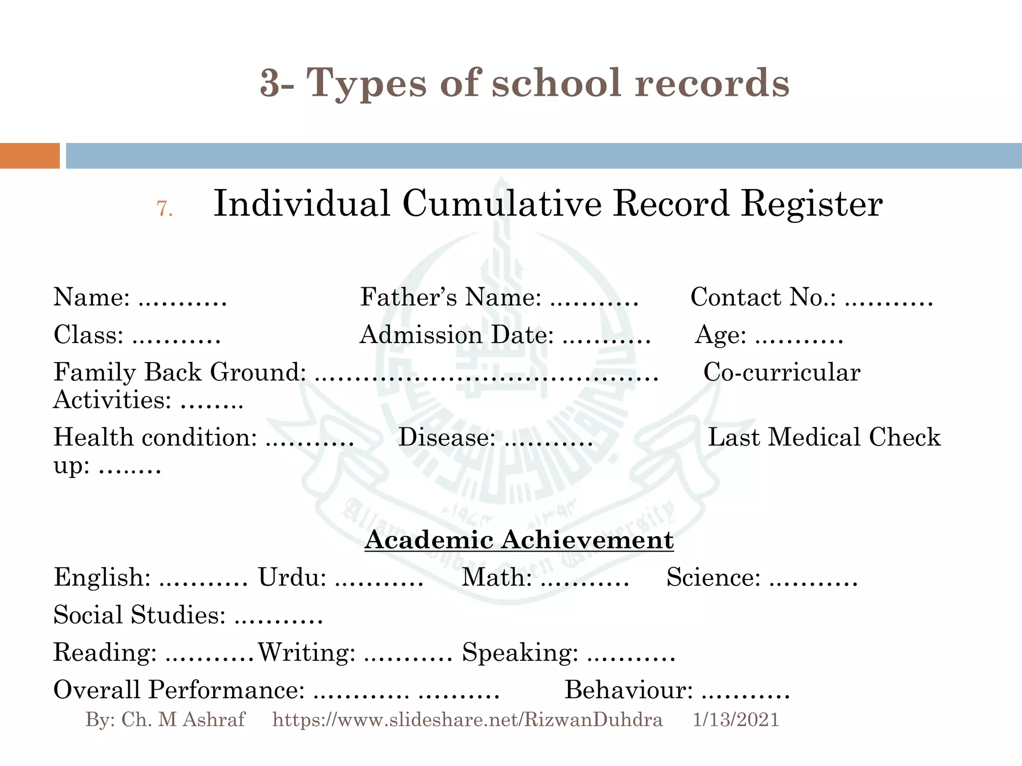 School Record Management in Educational Leadership and Management | PDF