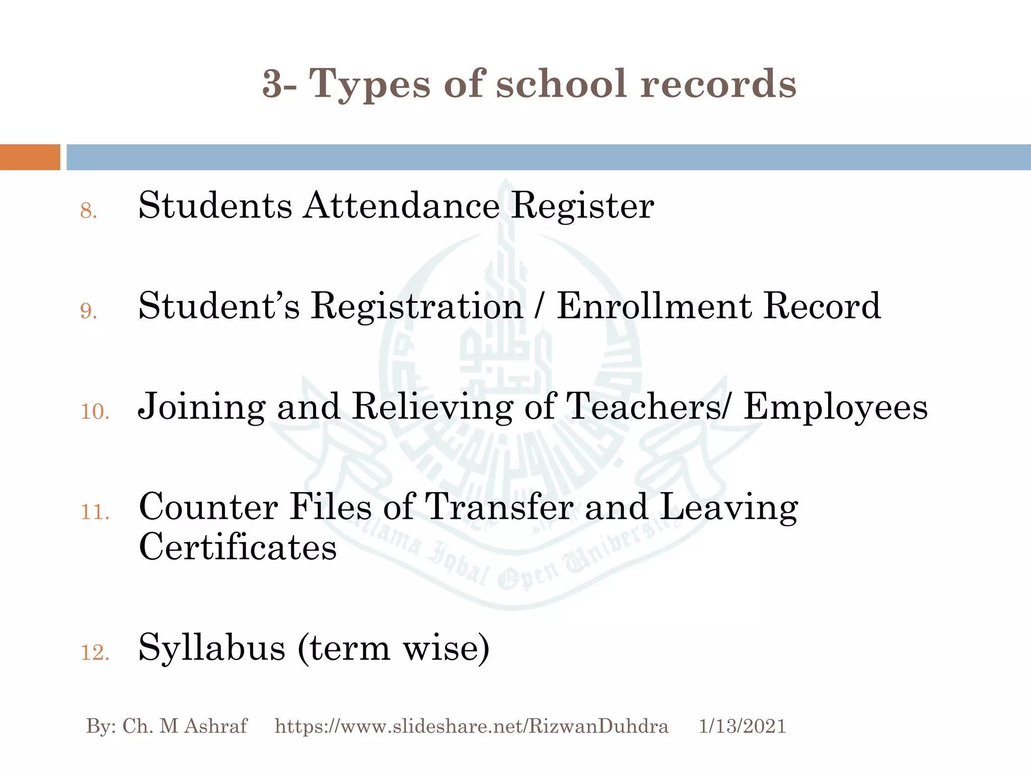School Record Management in Educational Leadership and Management | PDF