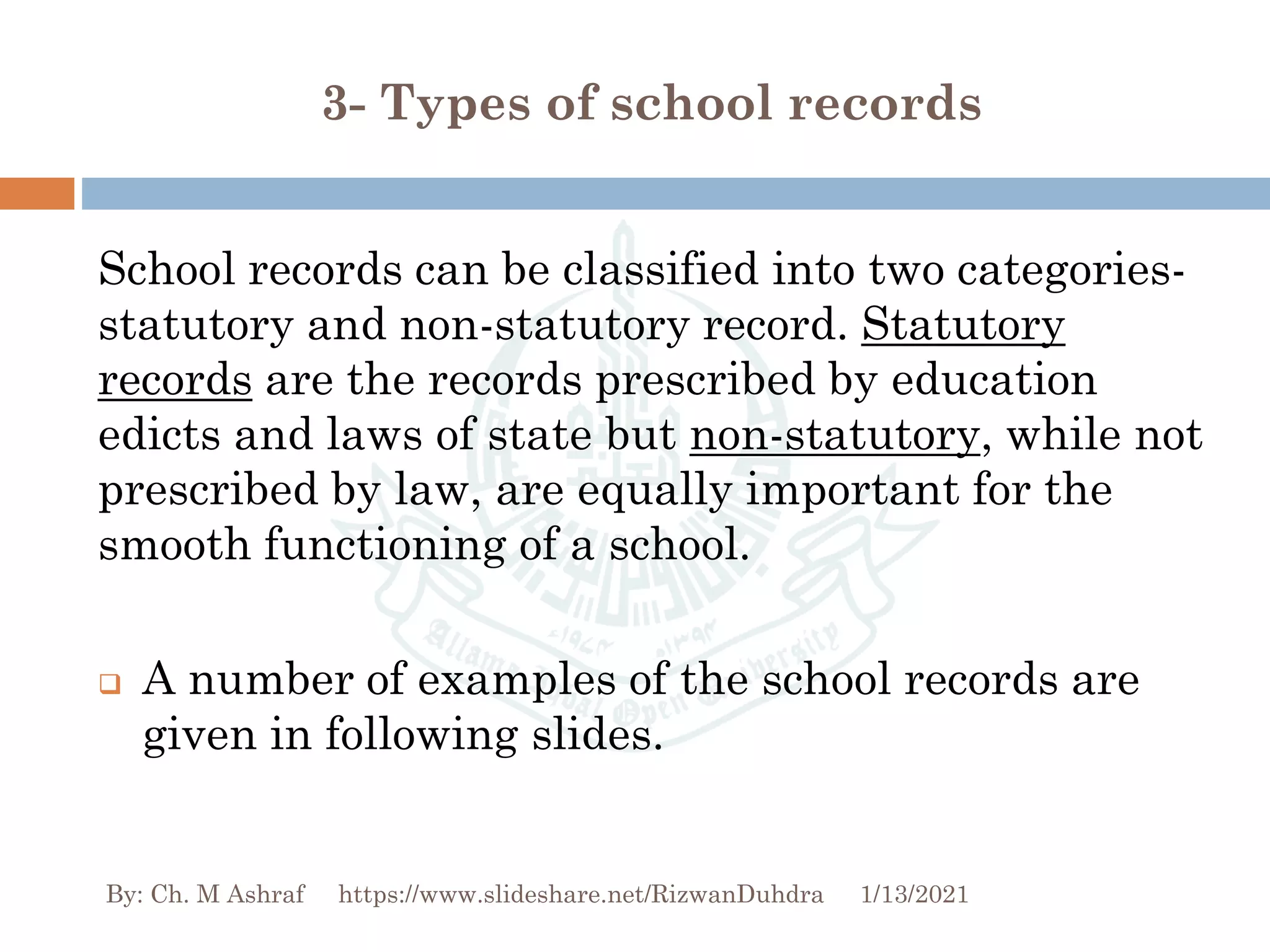 School Record Management in Educational Leadership and Management | PDF