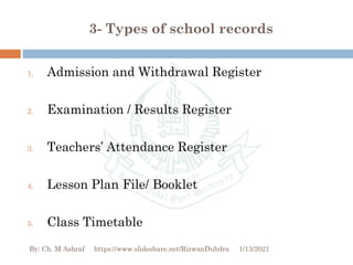 School Record Management in Educational Leadership and Management | PDF