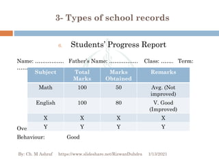 School Record Management in Educational Leadership and Management | PDF