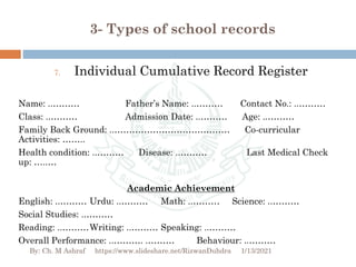 School Record Management in Educational Leadership and Management | PDF