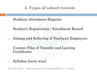 School Record Management in Educational Leadership and Management | PDF