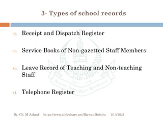 School Record Management in Educational Leadership and Management | PDF