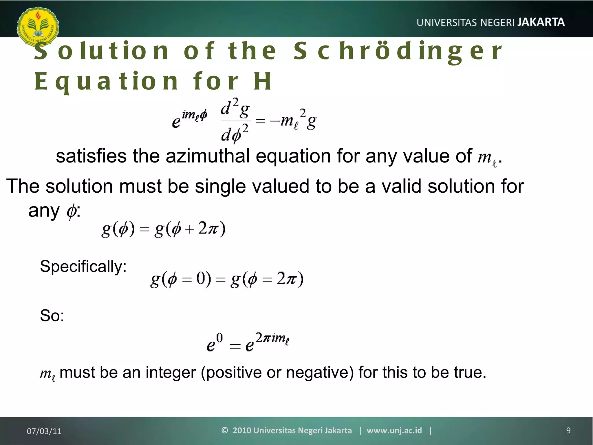 Fisika Modern 08 schrodinger eqinhydrogenatom | PPT