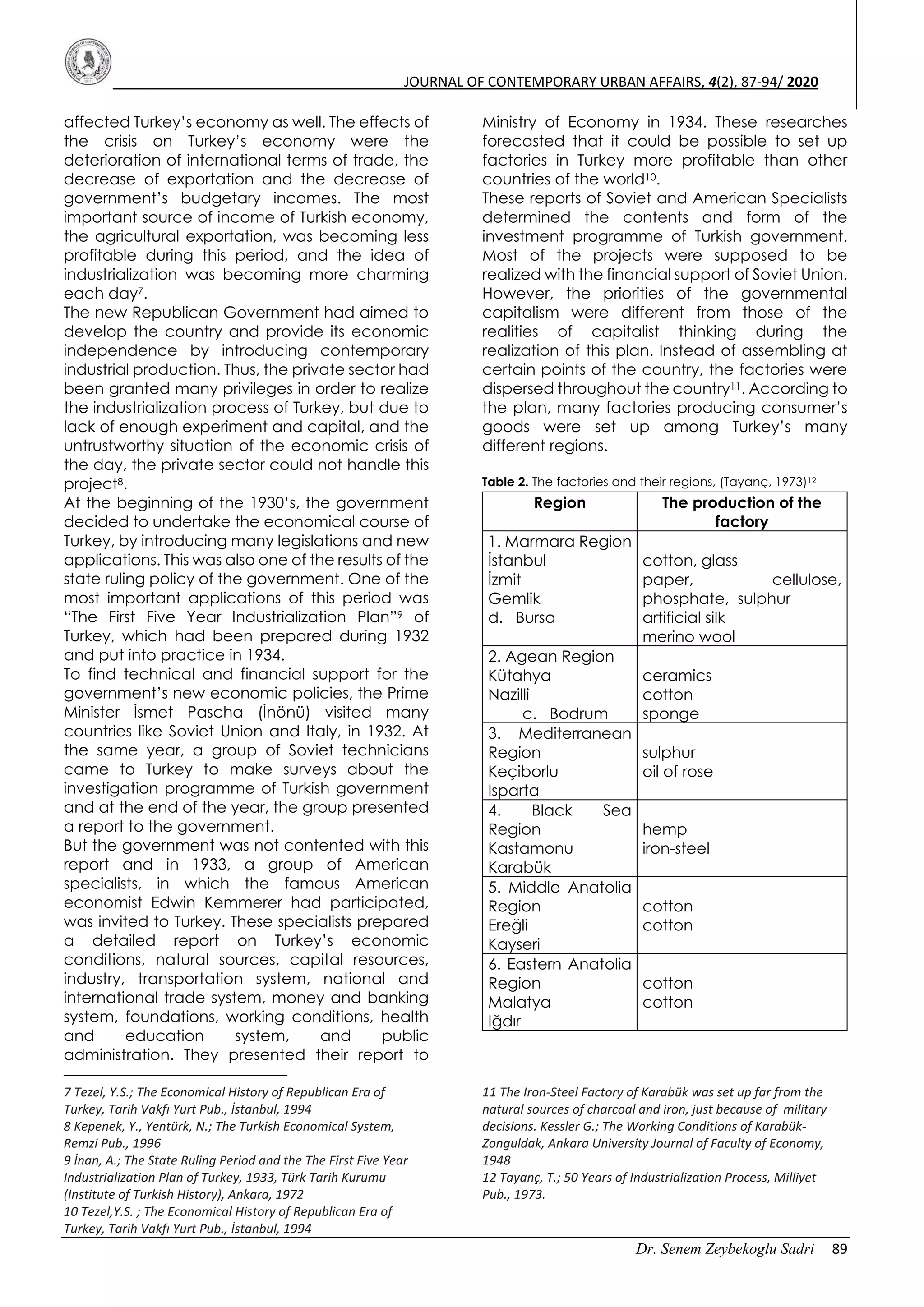 Industrialization and Urbanization in Turkey at the beginning of the ...