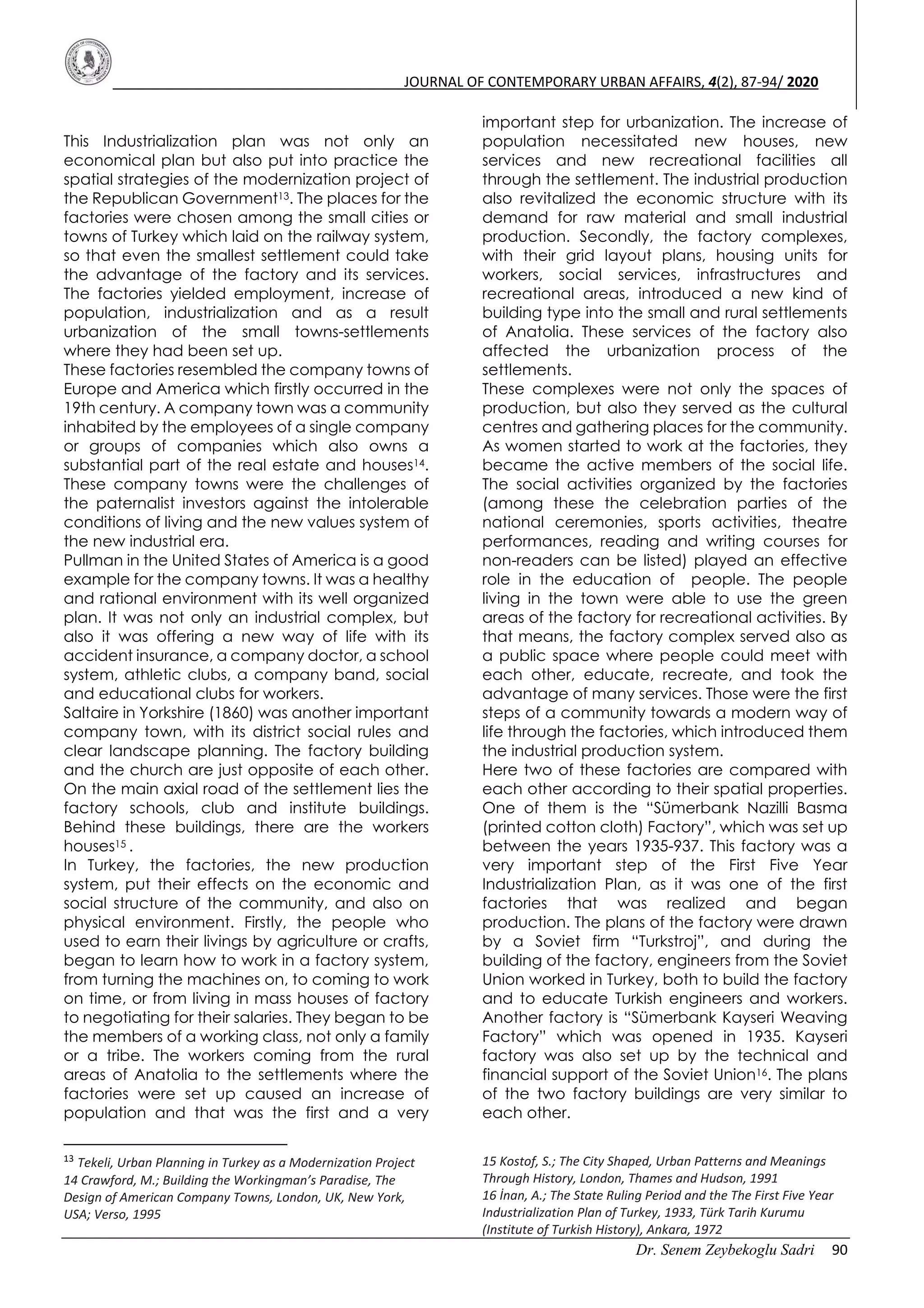 Industrialization and Urbanization in Turkey at the beginning of the ...