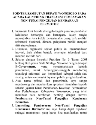 8 sept, sambutan launchig pembayaran non tunai pengujian kendaran ...