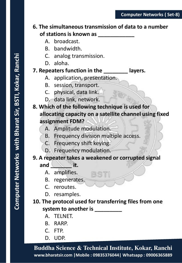 BSTI-BharatSir : Computer Network , Set-8 | PDF