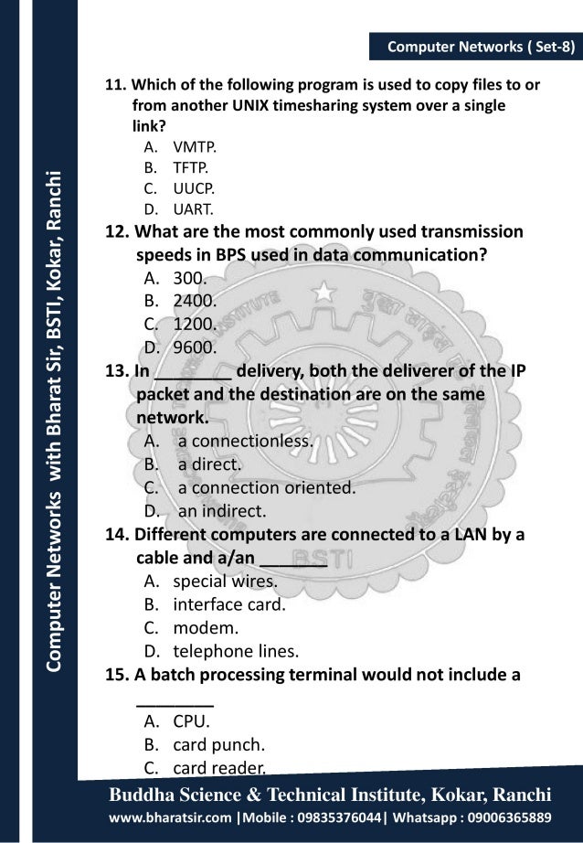 BSTI-BharatSir : Computer Network , Set-8 | PDF