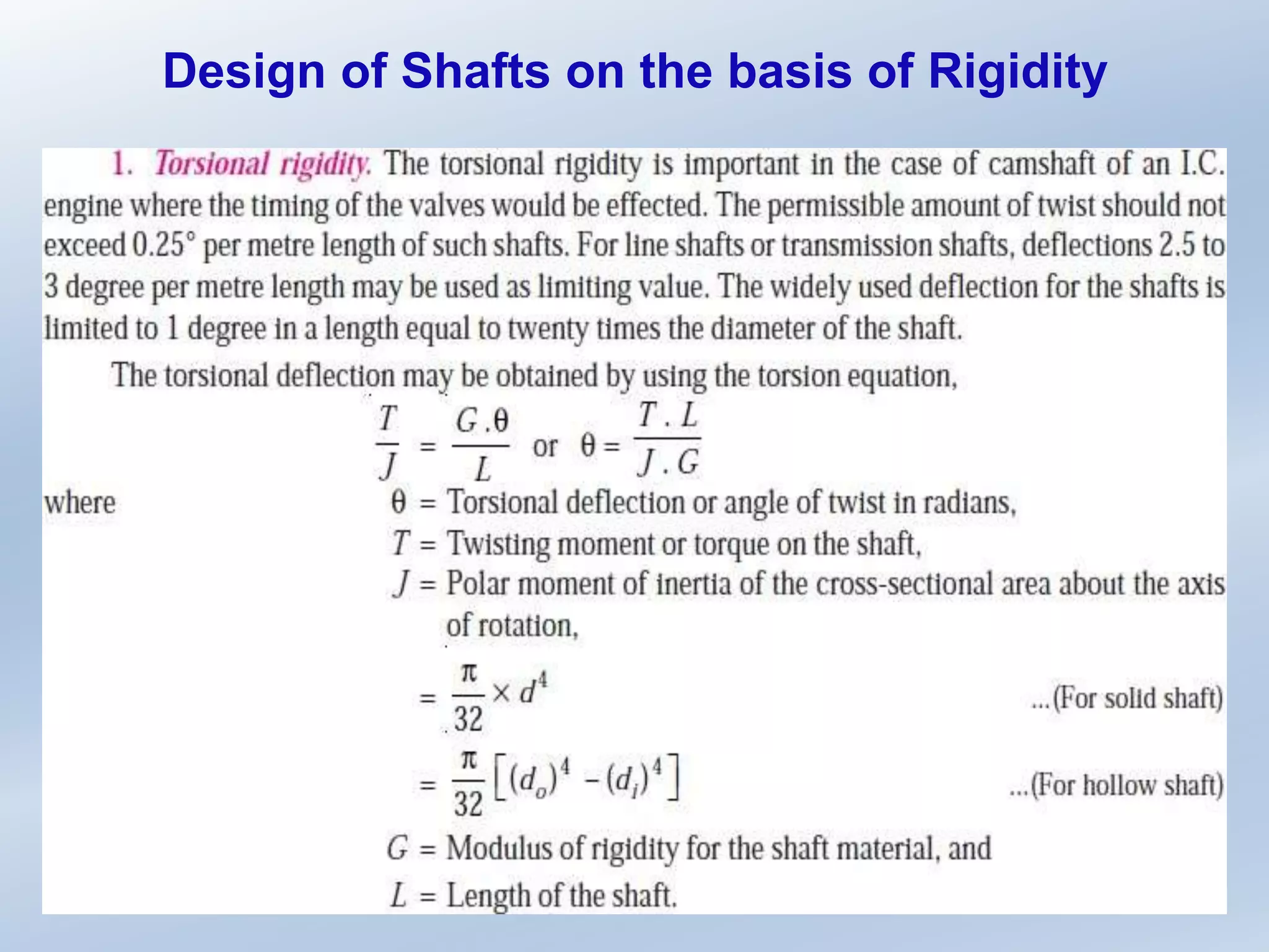 8 shaft design of shafts on the basis of rigidity | PPTX
