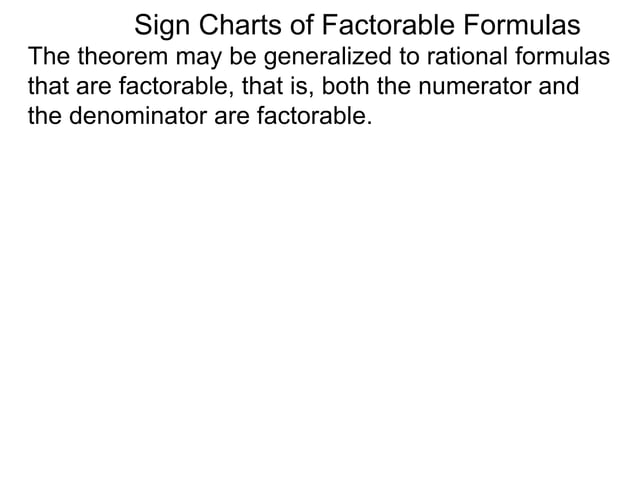 8 sign charts of factorable formulas y | PPT