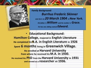 Theory of Personality- B.F.Skinner | PPTX