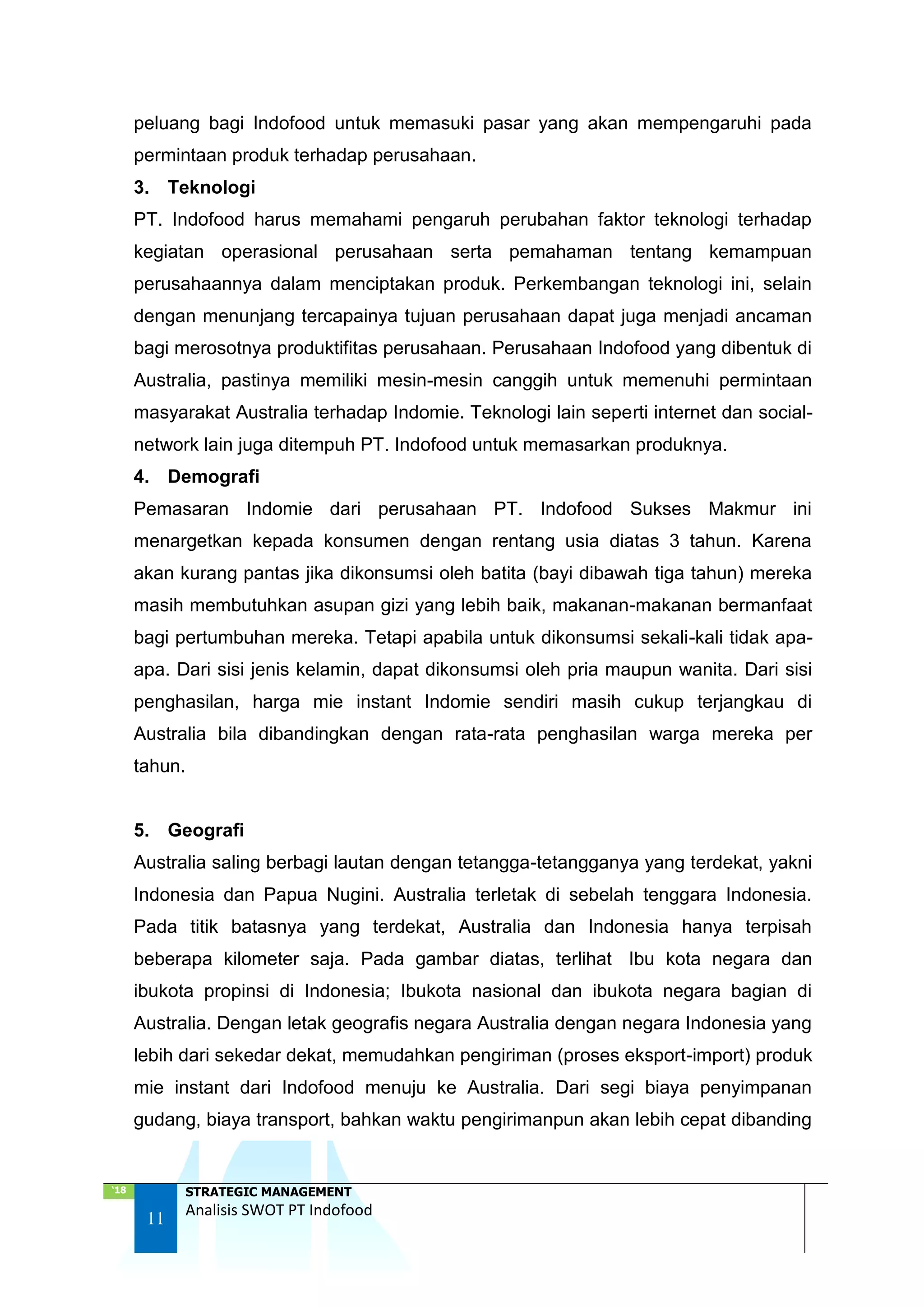Analisis SWOT PT INDOFOOD | PDF