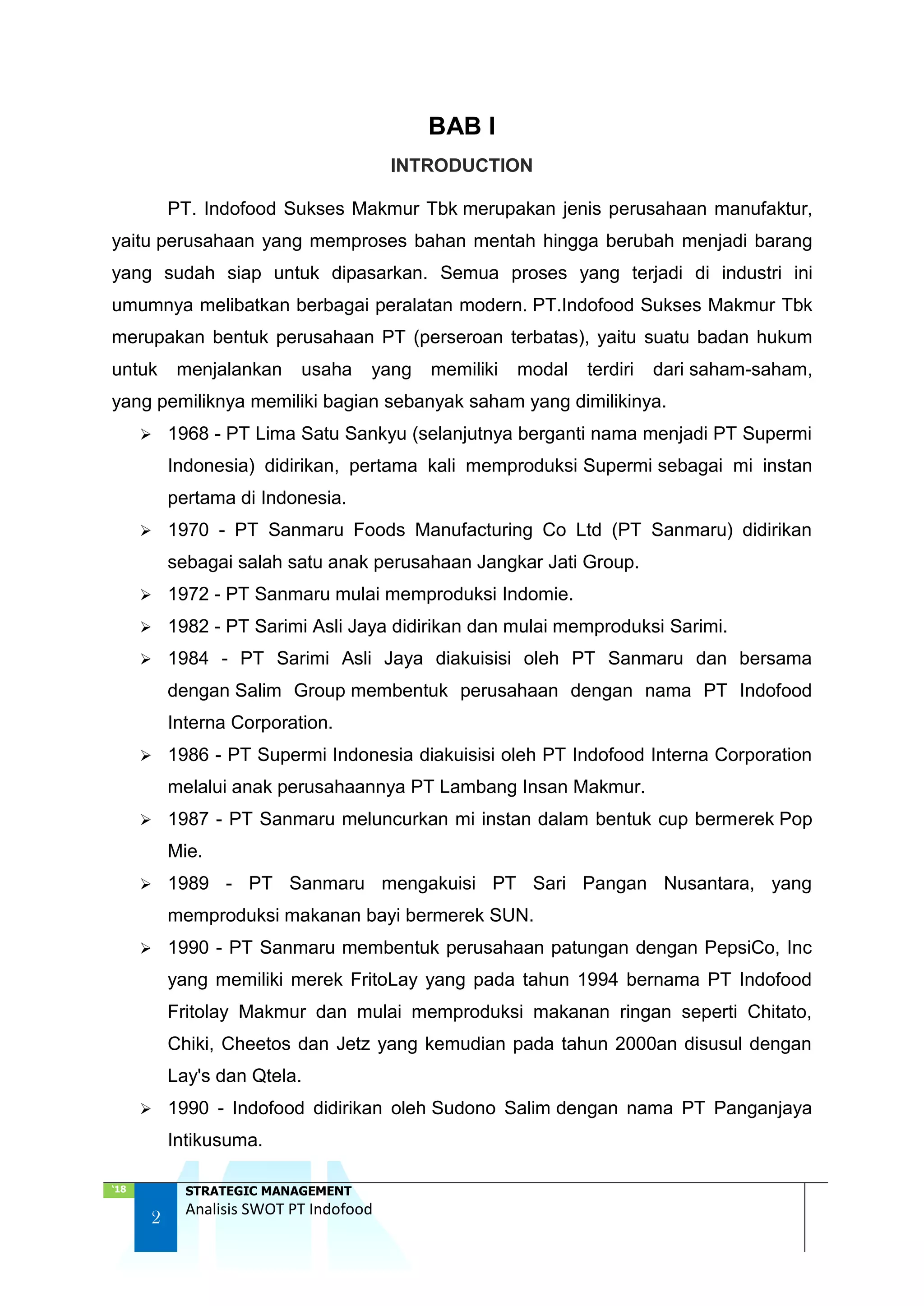 Analisis SWOT PT INDOFOOD | PDF