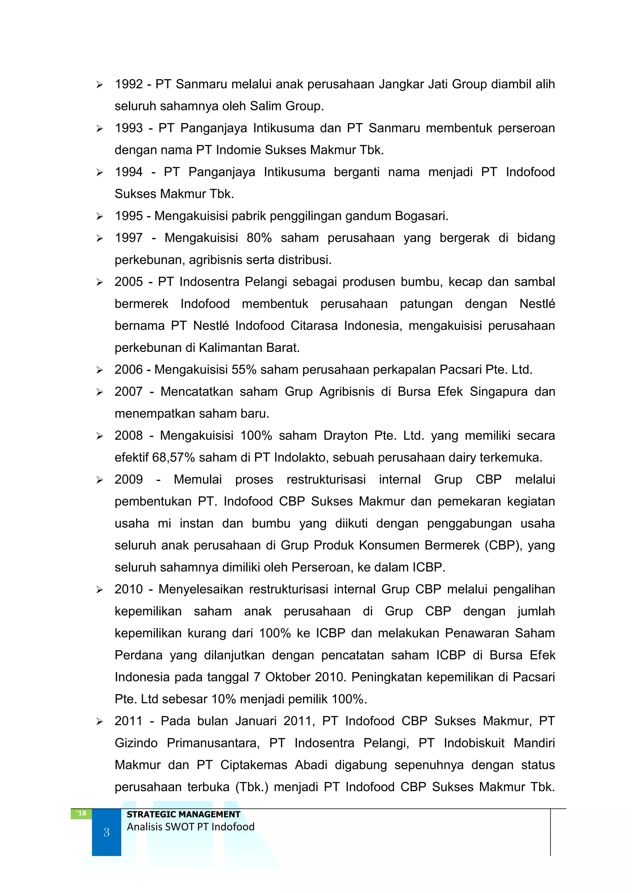 Analisis SWOT PT INDOFOOD | PDF
