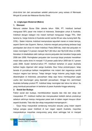 Analisis SWOT PT INDOFOOD | PDF