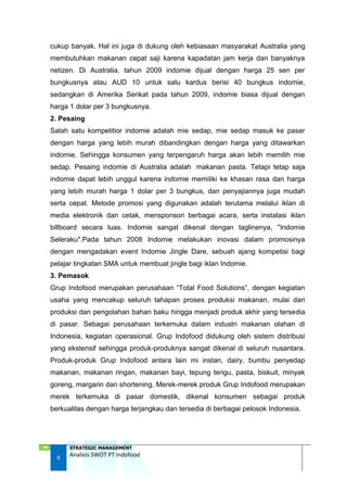 Analisis SWOT PT INDOFOOD | PDF
