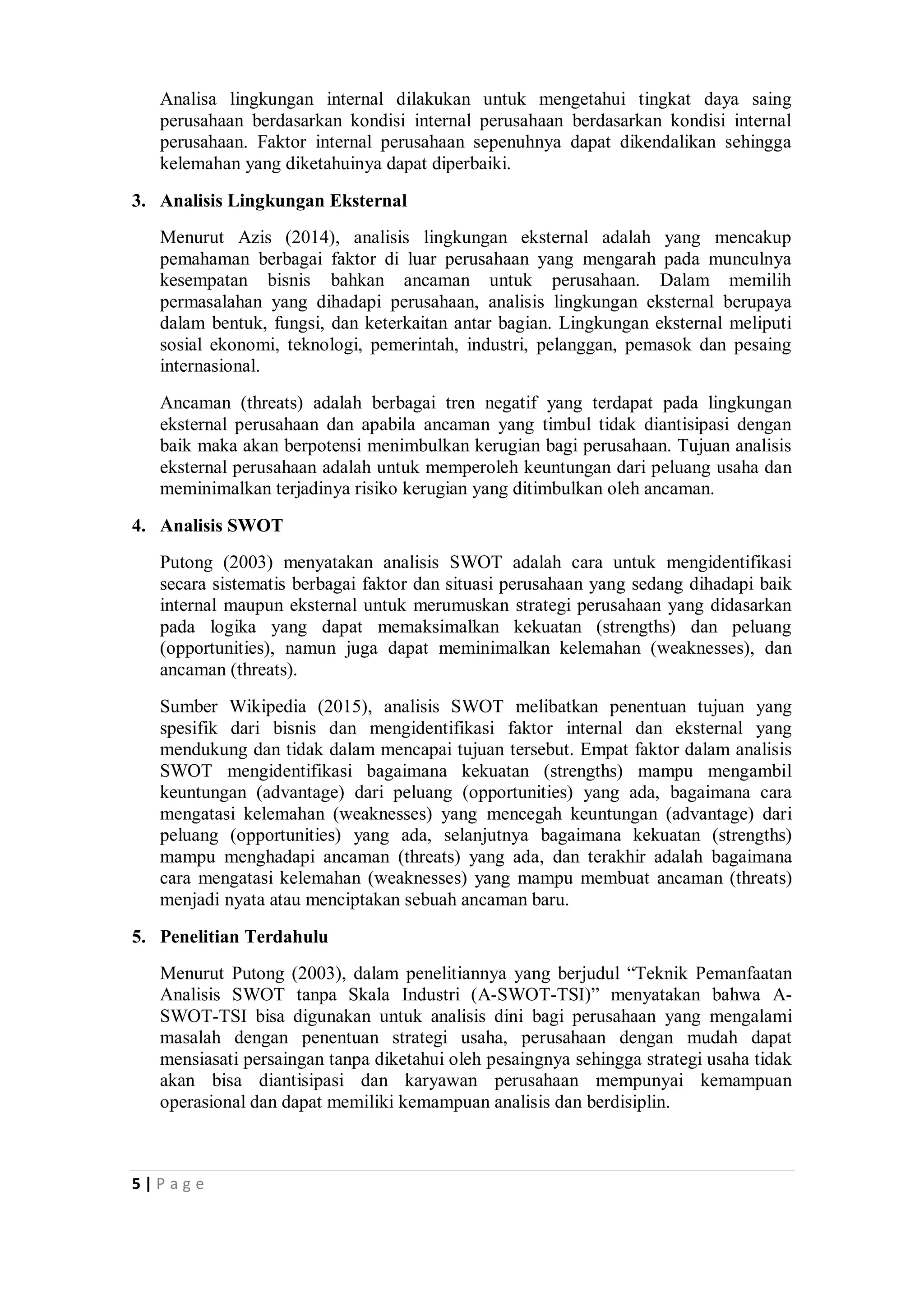 8, SM, Rahma Arya S, Hapzi Ali, Strategic Management: SWOT Analysis ...