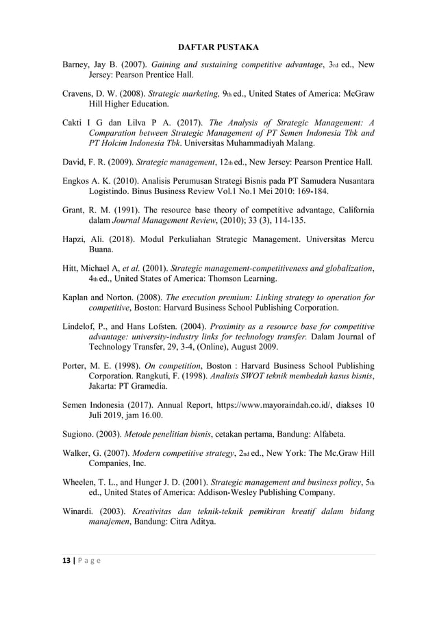 8, SM, Rahma Arya S, Hapzi Ali, Strategic Management: SWOT Analysis pada PT. Semen Indonesia ...