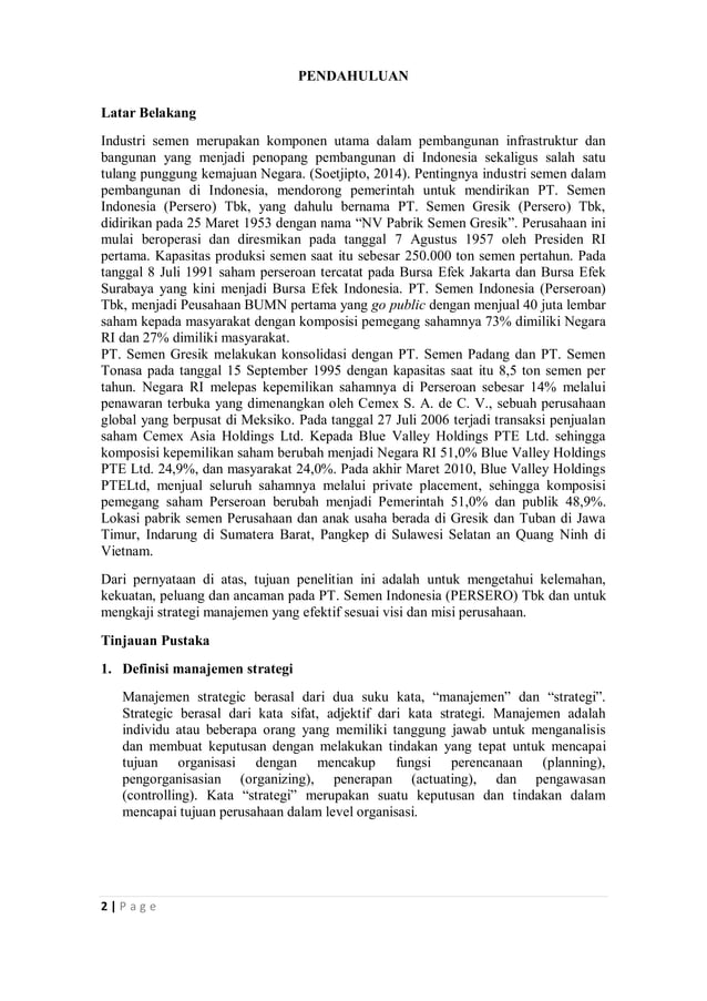 8, SM, Rahma Arya S, Hapzi Ali, Strategic Management: SWOT Analysis pada PT. Semen Indonesia ...