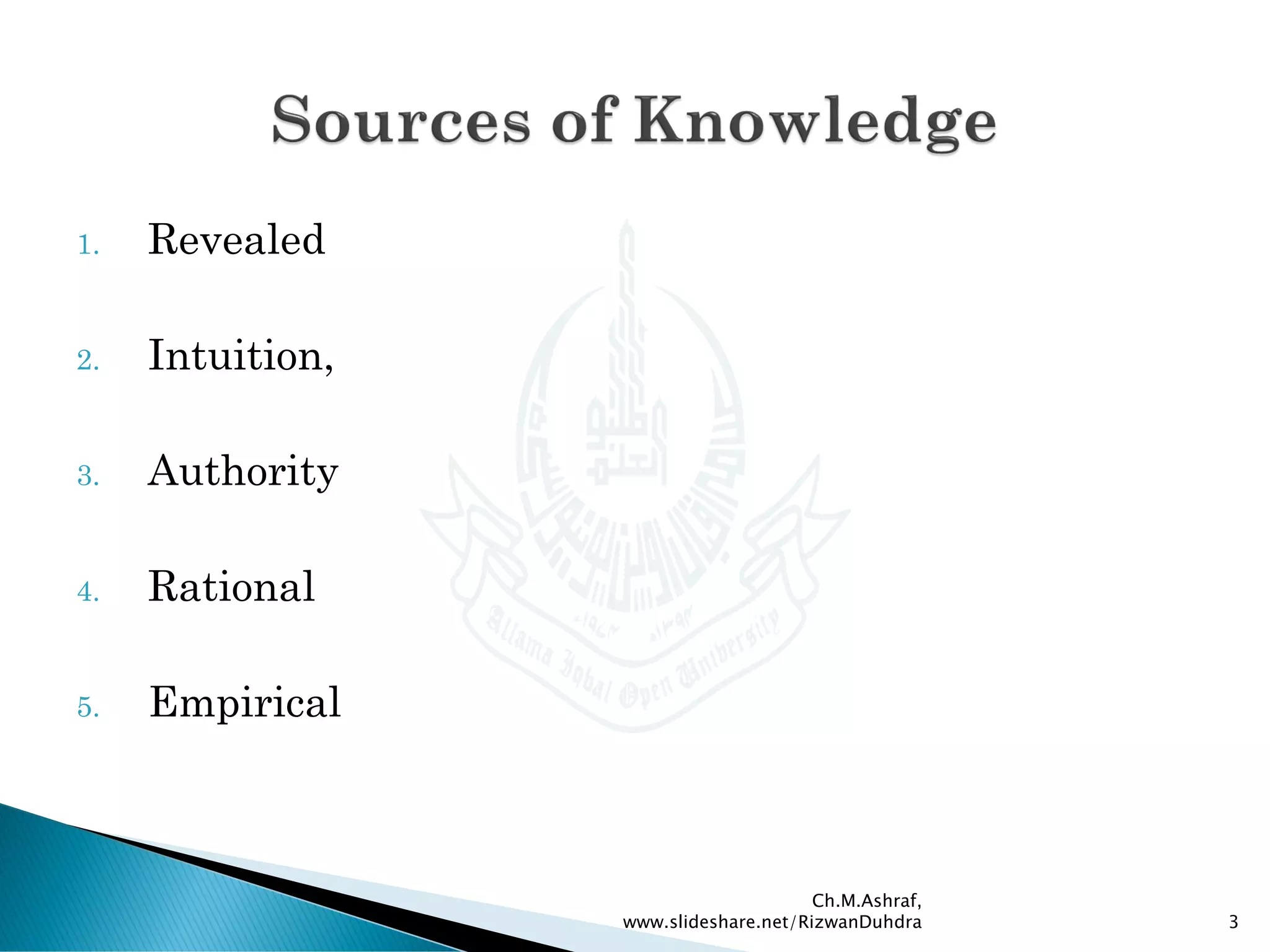 Sources of Knowledge in Philosophy of Education | PDF