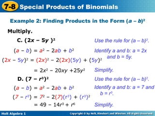 8 Special Products of Polynomials and its ideas | PPT