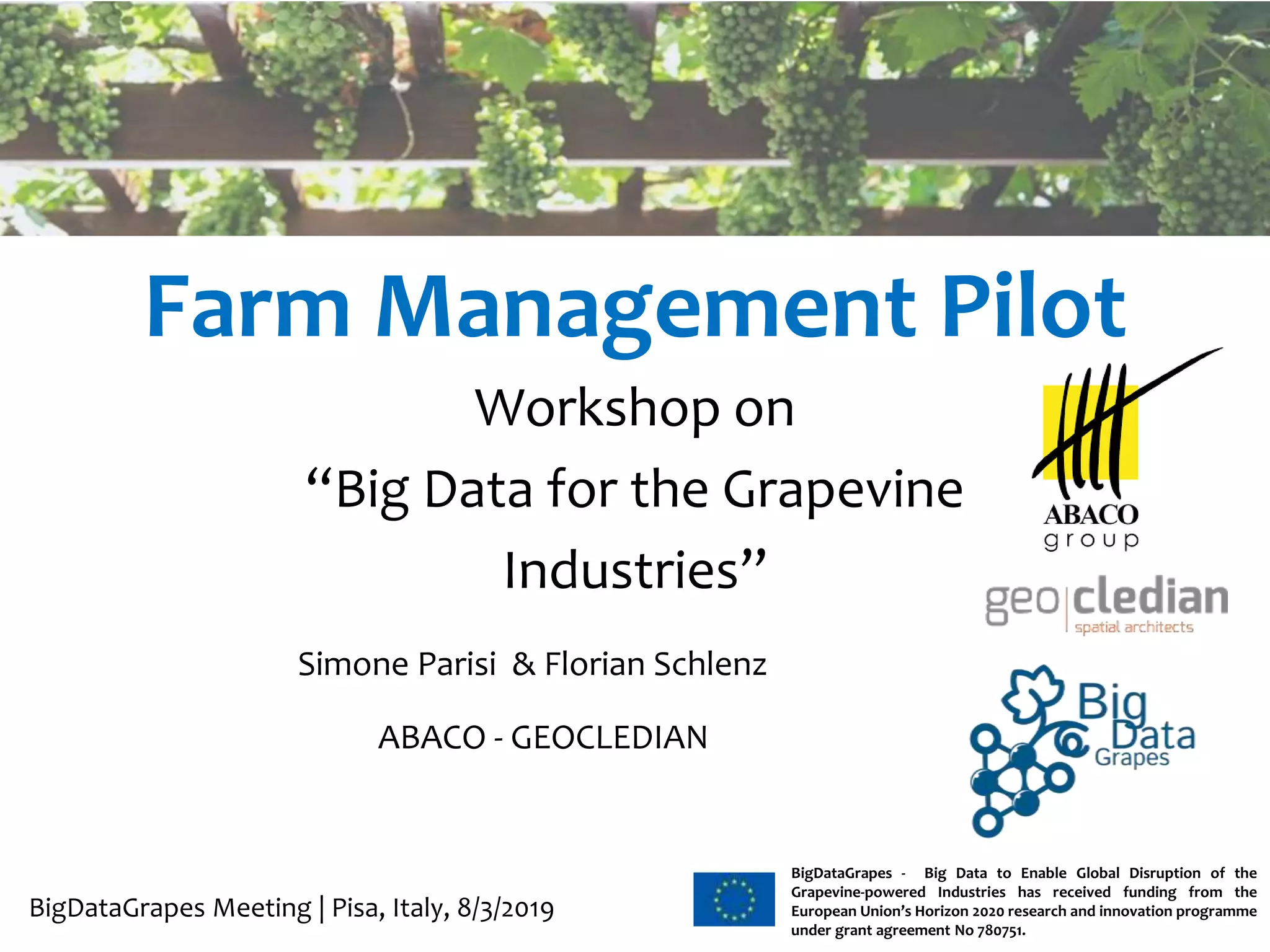 BigDataGrapes_Farm Management Pilot | PPT