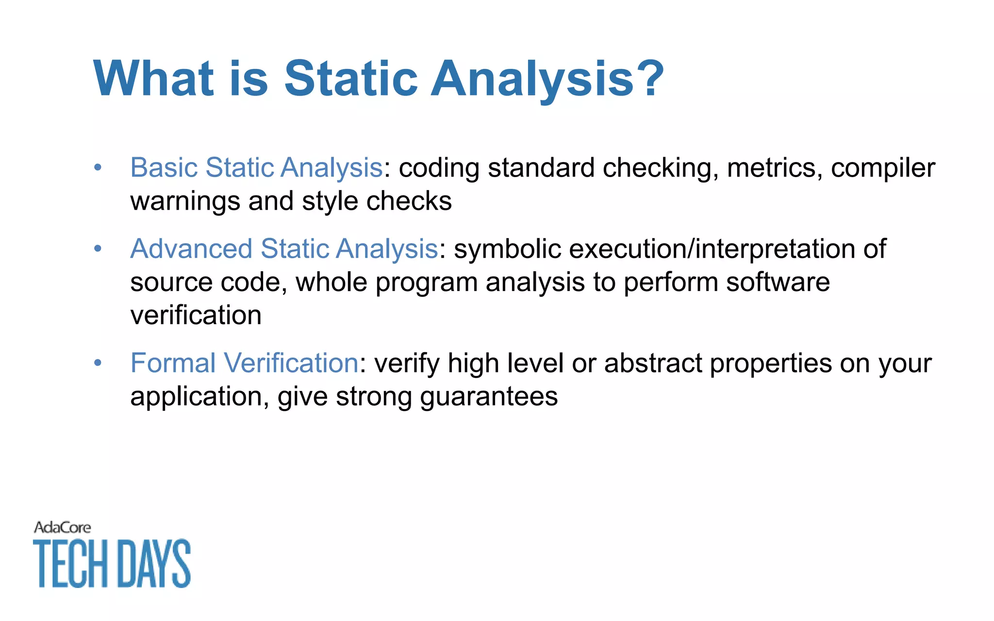 Tech Days 2015: Static Analysis CodePeer | PPT