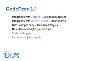 Tech Days 2015: Static Analysis CodePeer | PPT