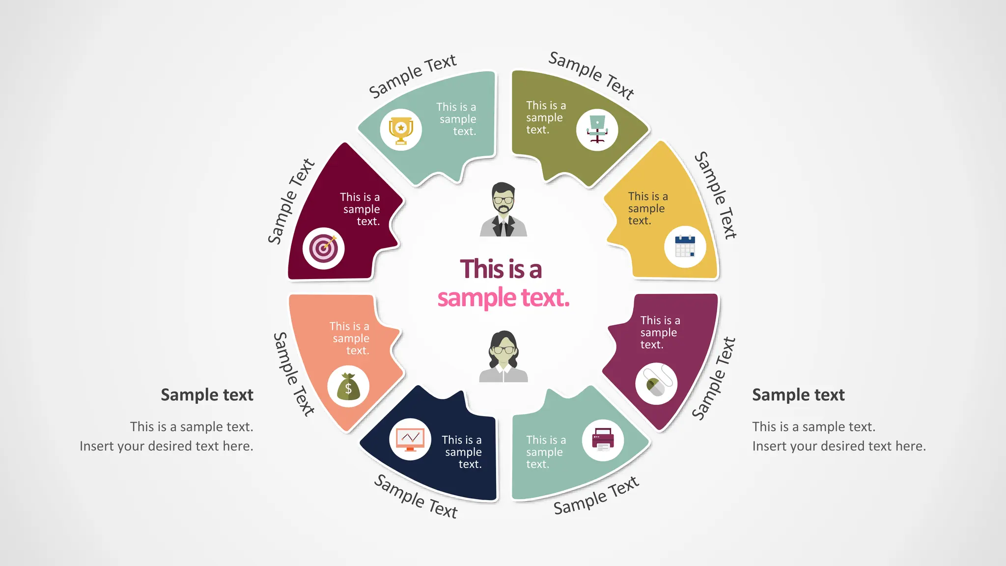 8 Step Circular Callout Diagram consulting template | PPT