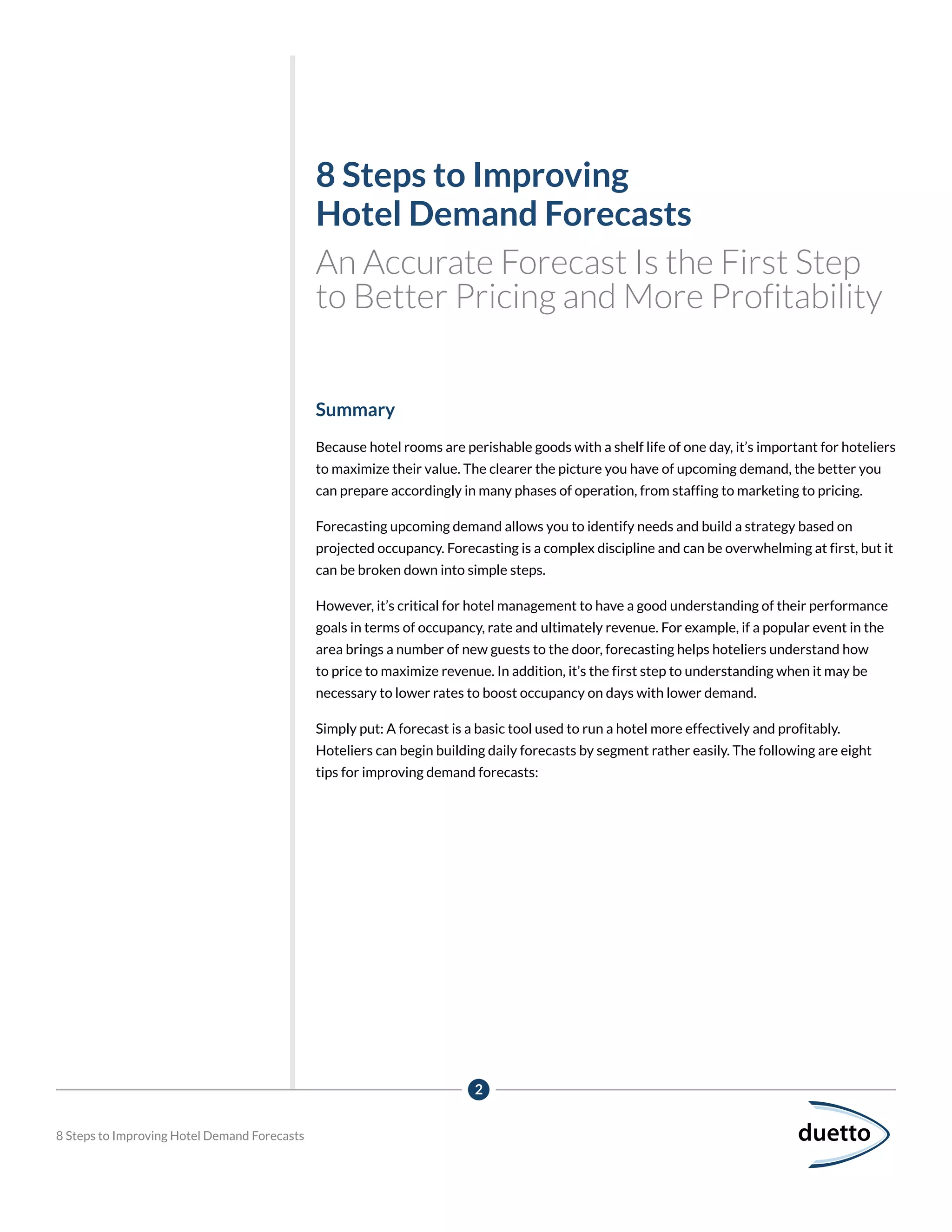 Whitepaper - 8 Steps to Improve Hotel Demand Forecasting | PDF