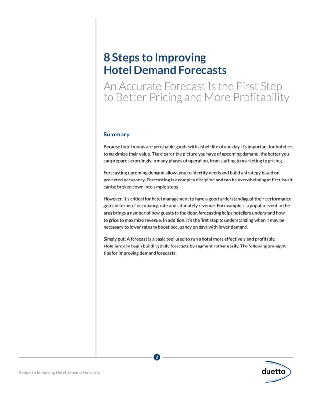 Whitepaper - 8 Steps to Improve Hotel Demand Forecasting | PDF
